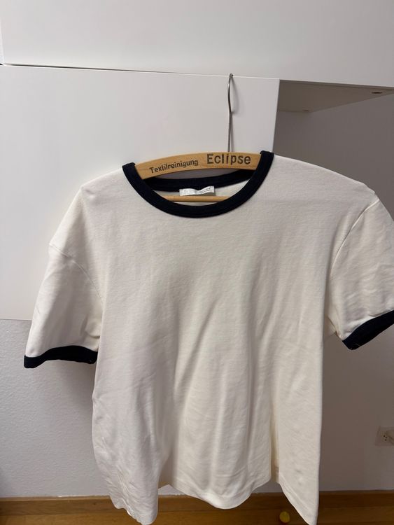 Zara Basic T-Shirt, Grösse L, Weiss mit schwarzen Details (Gebraucht ...