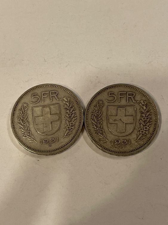 2 stk. 5.- silber 1931 (30) (Gebraucht) in Bonstetten für CHF 23 – mit Lieferung auf Ricardo kaufen