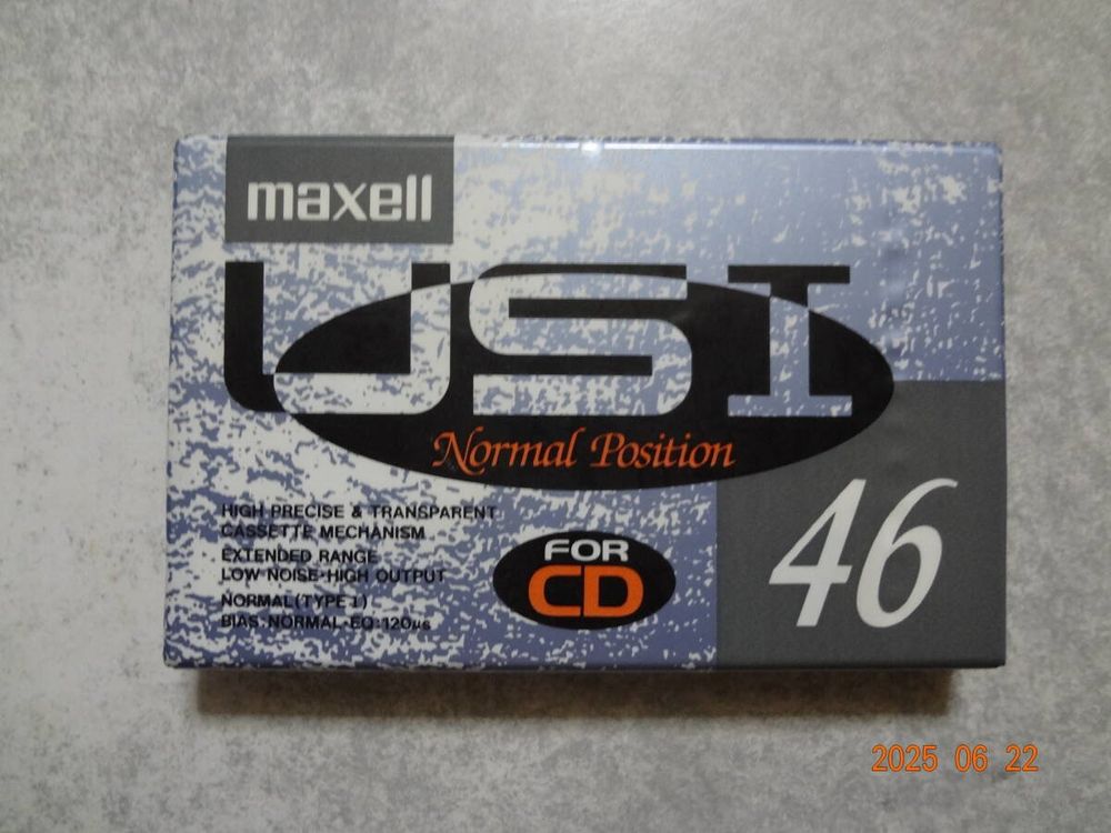 MAXELL US-I 46 Minuten Type I Position Audio Kassette selten (Neu und originalverpackt) in ...