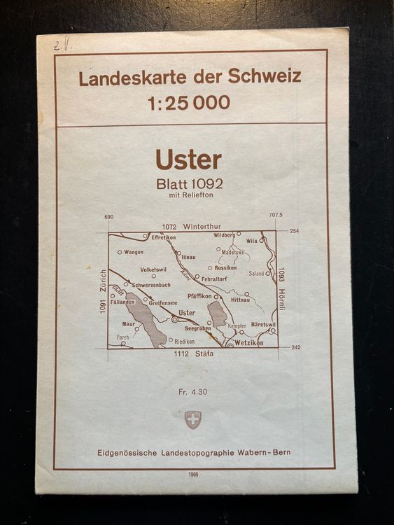 Landeskarte der Schweiz • 1:25'000 • Uster • 1966 (Gebraucht) in Büetigen für CHF 4 – mit ...