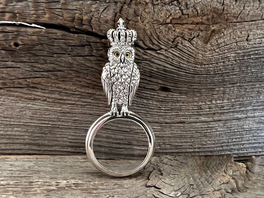 Anhänger Lupe Eule Uhu mit Krone Sterling Silver 925 (Neu (gemäss ...