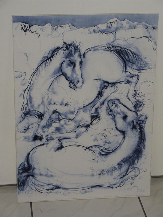 Hans Erni RASTENDES PFERDEPAAR Keramik | Kaufen auf Ricardo