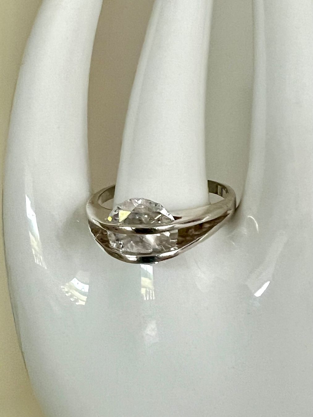 Designer Silber Ring 925 mit 9mm schwebendem Zirkonia (Gebraucht) in ...