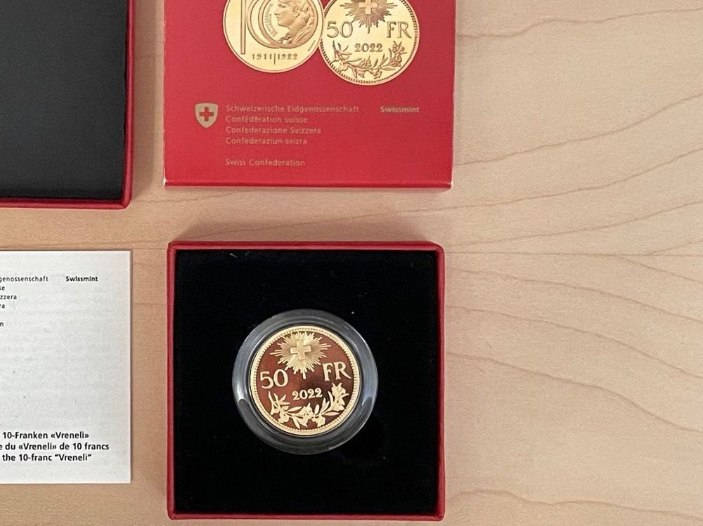 100 Jahre - Vreneli - Gedenkmünze (Neu und originalverpackt) in Weinfelden für CHF 2900 – mit ...