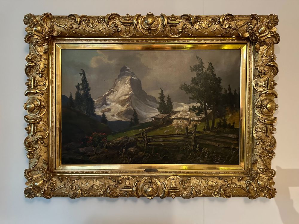 Grosses Matterhorn-Gemälde von Ch. Dubois aufwändiger Rahmen | Kaufen ...