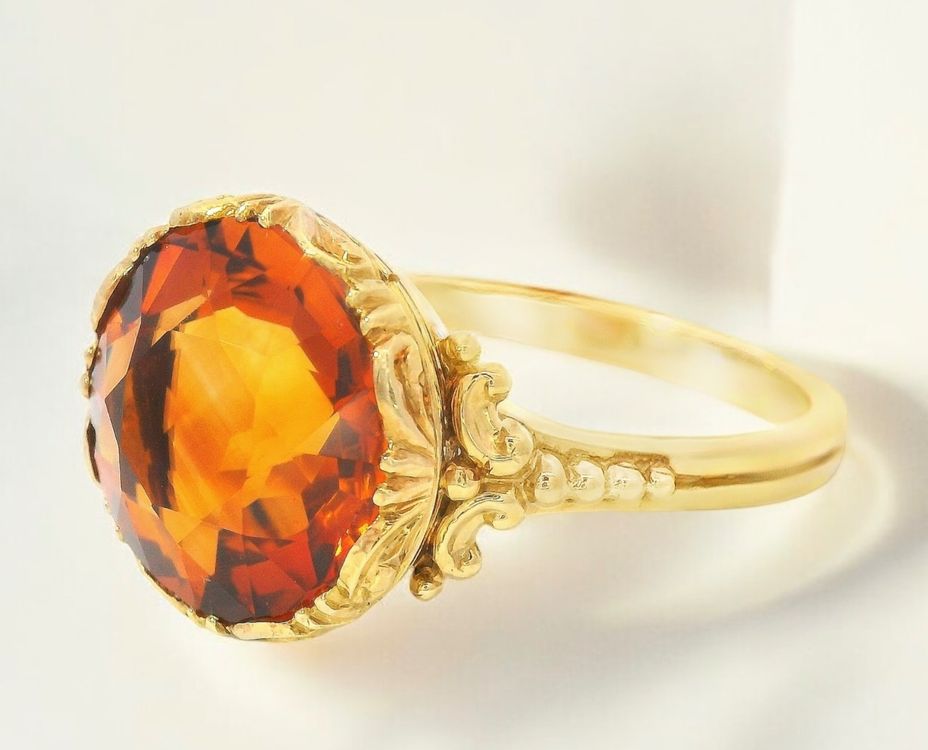 RAR!Antik Ring mit seltenen Rundform Madeira-Citrin 14k Gold (Gebraucht ...