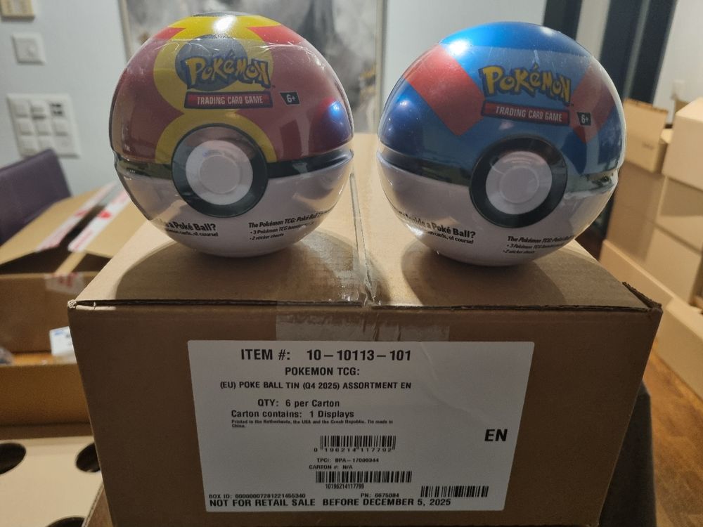 Tin Poke Ball Display Case mit 6 Bällen auf englisch Pokemon (Neu und ...
