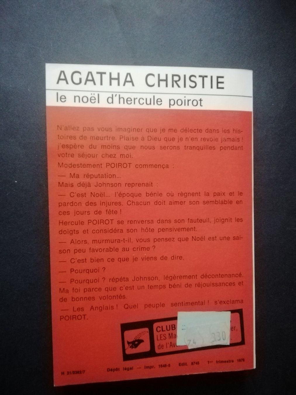 Agatha Christie: Le Noël d'Hercule Poirot - Livre Rare! (D'occasion) à ...