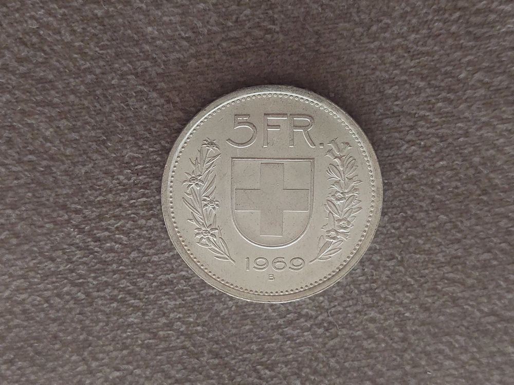 5 Franken 1969 Silbermünze 15 Gramm 0.835er Silber (Gebraucht) in Elsau für CHF 9 – mit ...