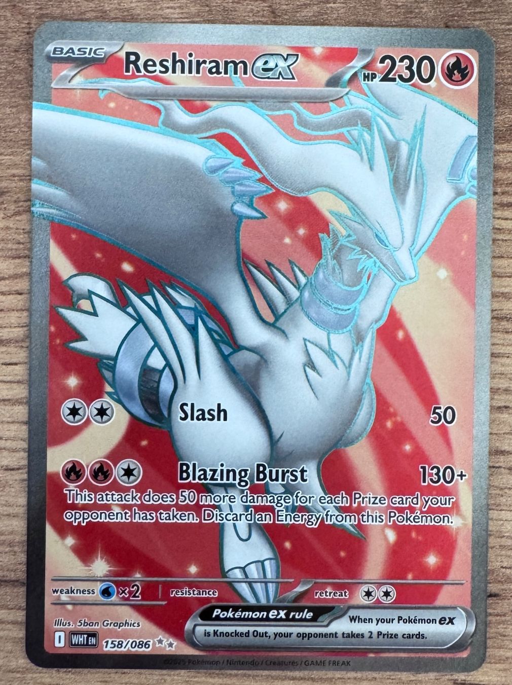 Reshiram ex FULL ART Pokemon WHT White Flare 158/086 (Neu (gemäss ...