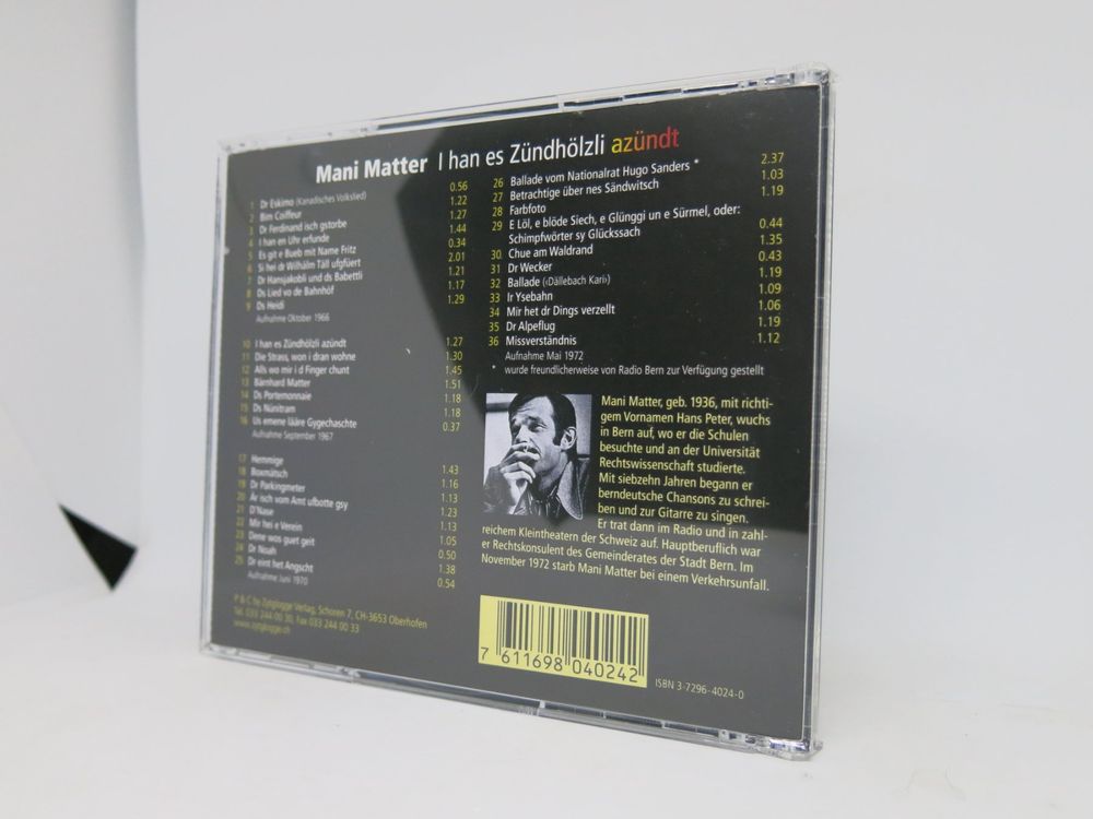CD Mani Matter - I Han Es Zündhölzli Azündt (Gebraucht) in Ernetschwil ...