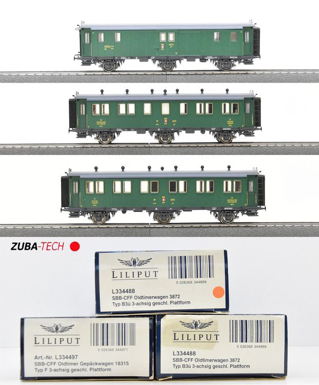 Liliput 3x Oldtimer-Personenwagen SBB H0 GS mit OVP | Acheter sur Ricardo