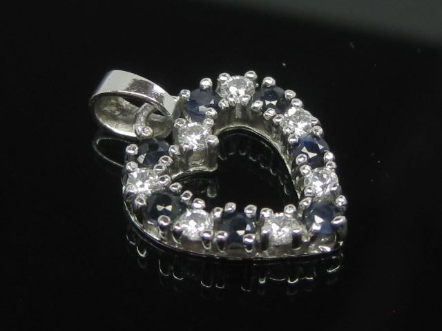 Vintage Silber Anhänger 835 + MP Herz Saphir + Zirkonia (Gebraucht) in ...