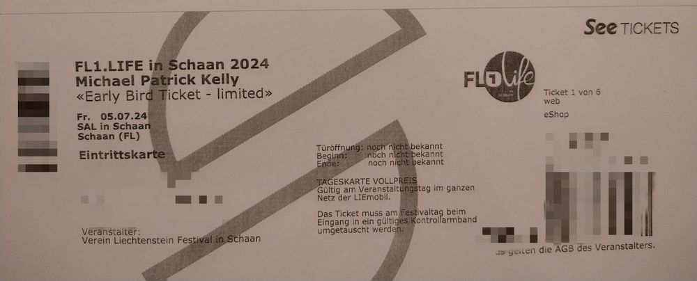 Ticket Michael Patrick Kelly 05. Juli 2024 / Schaan FL (Neu und ...