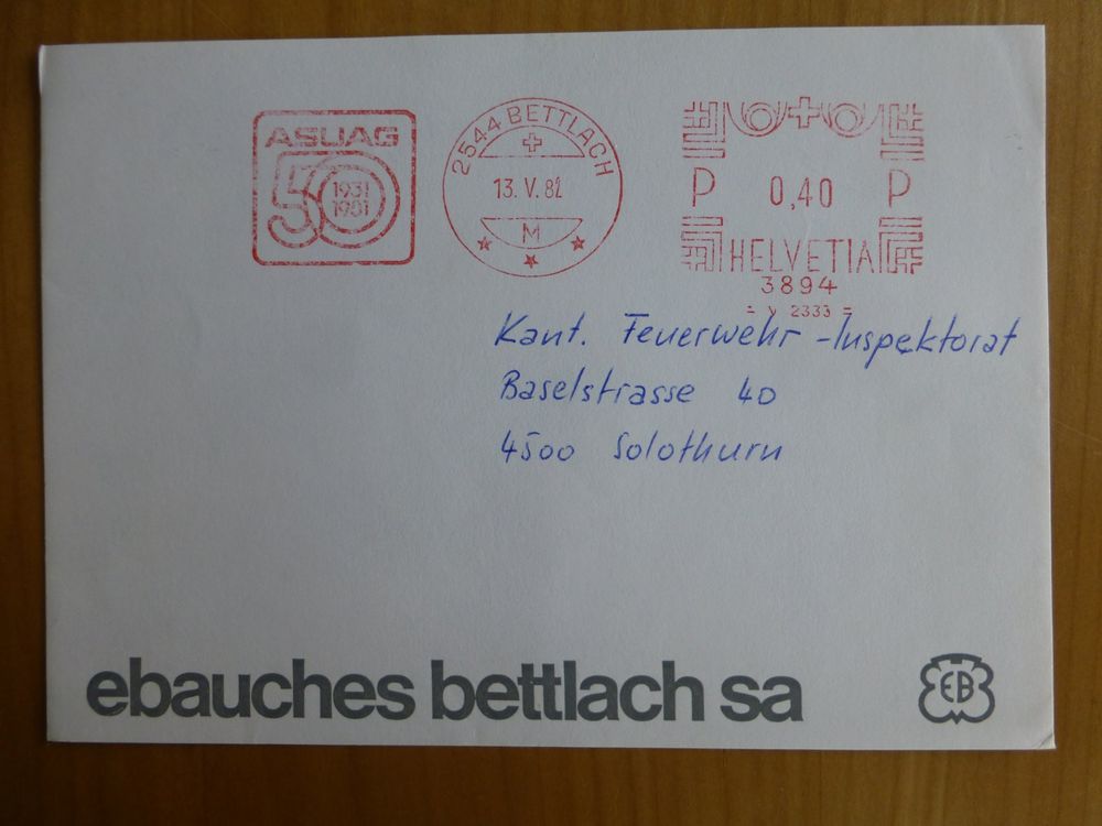 Bettlach, Ebauches Bettlach, Asuag 50 1931-1981, 1981 (Gebraucht) in ...
