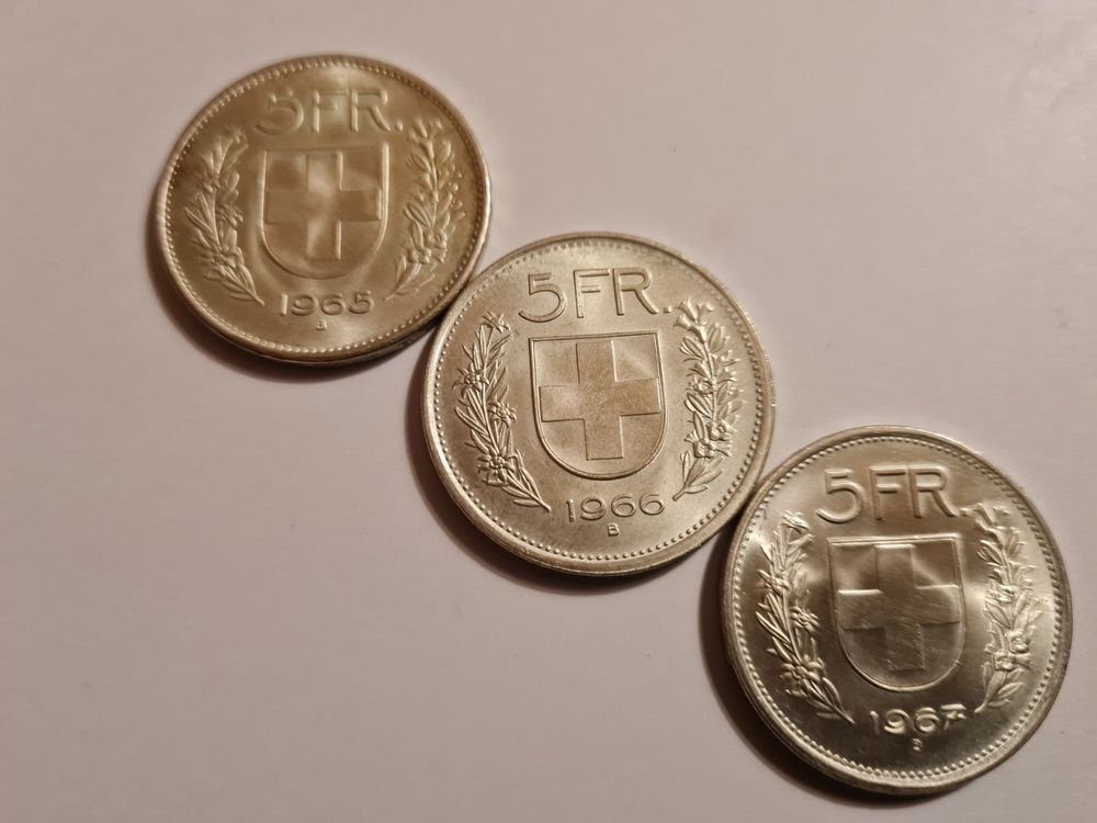 Trio Silber Münze 5 Franken 1965, 1966, 1967 | Kaufen auf Ricardo