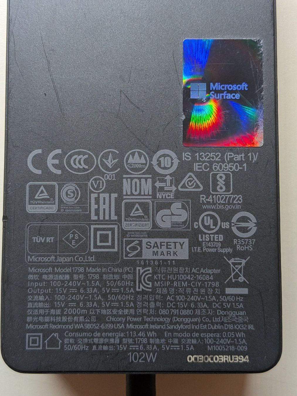 Netzteil Microsoft Model 1798 für Surface Book 2 (Defekt) in Port für ...