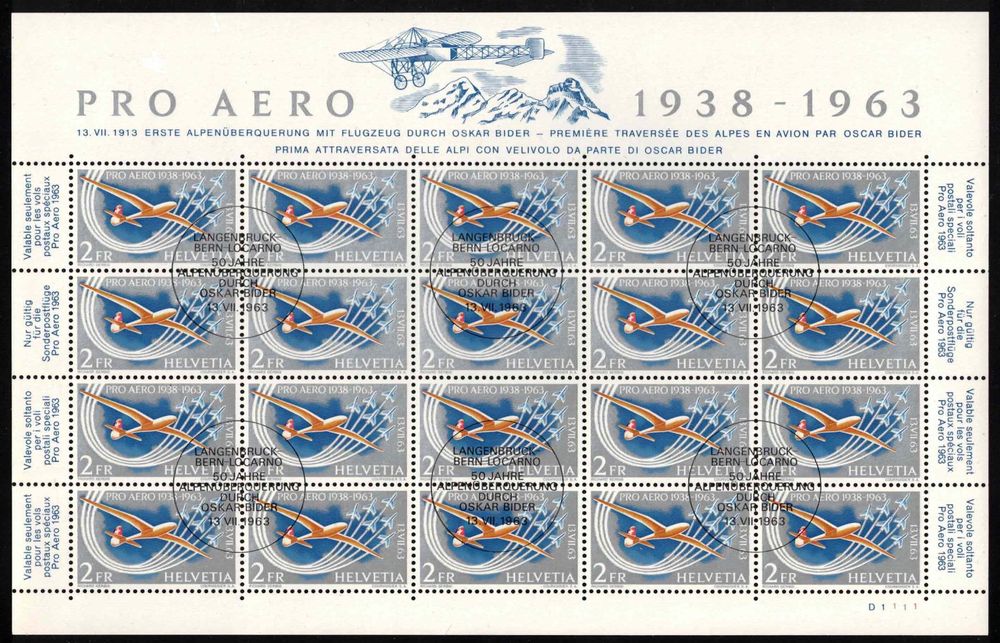 Flugpost Bogen Pro Aero 1963 FO46 mit ʘ Langenbruck | Kaufen auf Ricardo