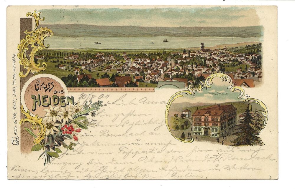 Gruss aus Heiden (AR) Schulhaus - Bodensee - Litho - 1900 (Gebraucht) in Engelburg für CHF 22.9 ...