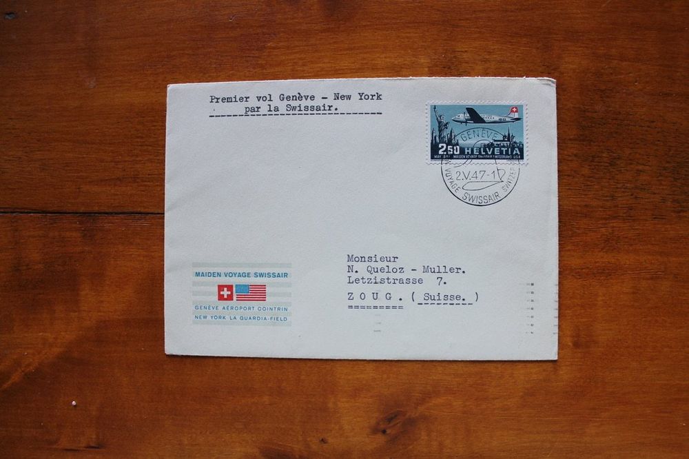 1947 LuPo Maiden Voyage Swissair Genève - N.Y., adr. Zug (Gebraucht) in ...