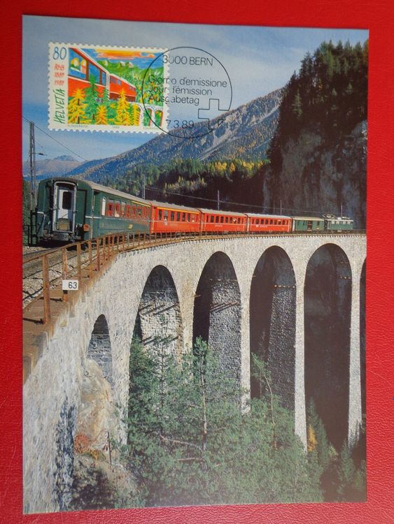Maximumkarte MK FDC 100 Jahre Rhätische Bahn train 7.3.1989 | Kaufen auf Ricardo