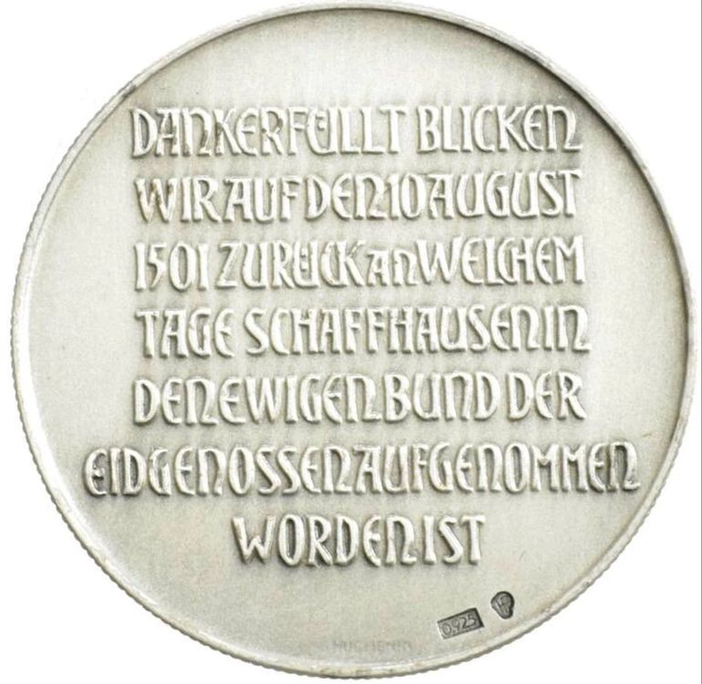 Silber Medaille 1951 Eintritt Schaffhausens in den Bund (Gebraucht) in ...