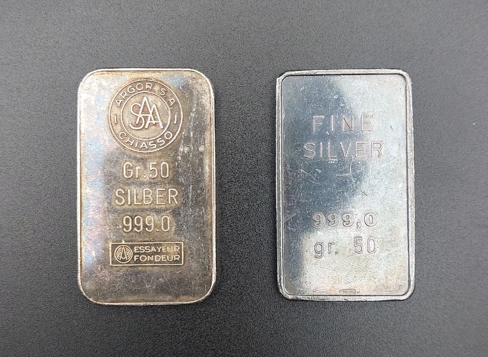 2x 50 gr. Silberbarren Feinsilber 999.0 - Total 100g Silber (Gebraucht ...