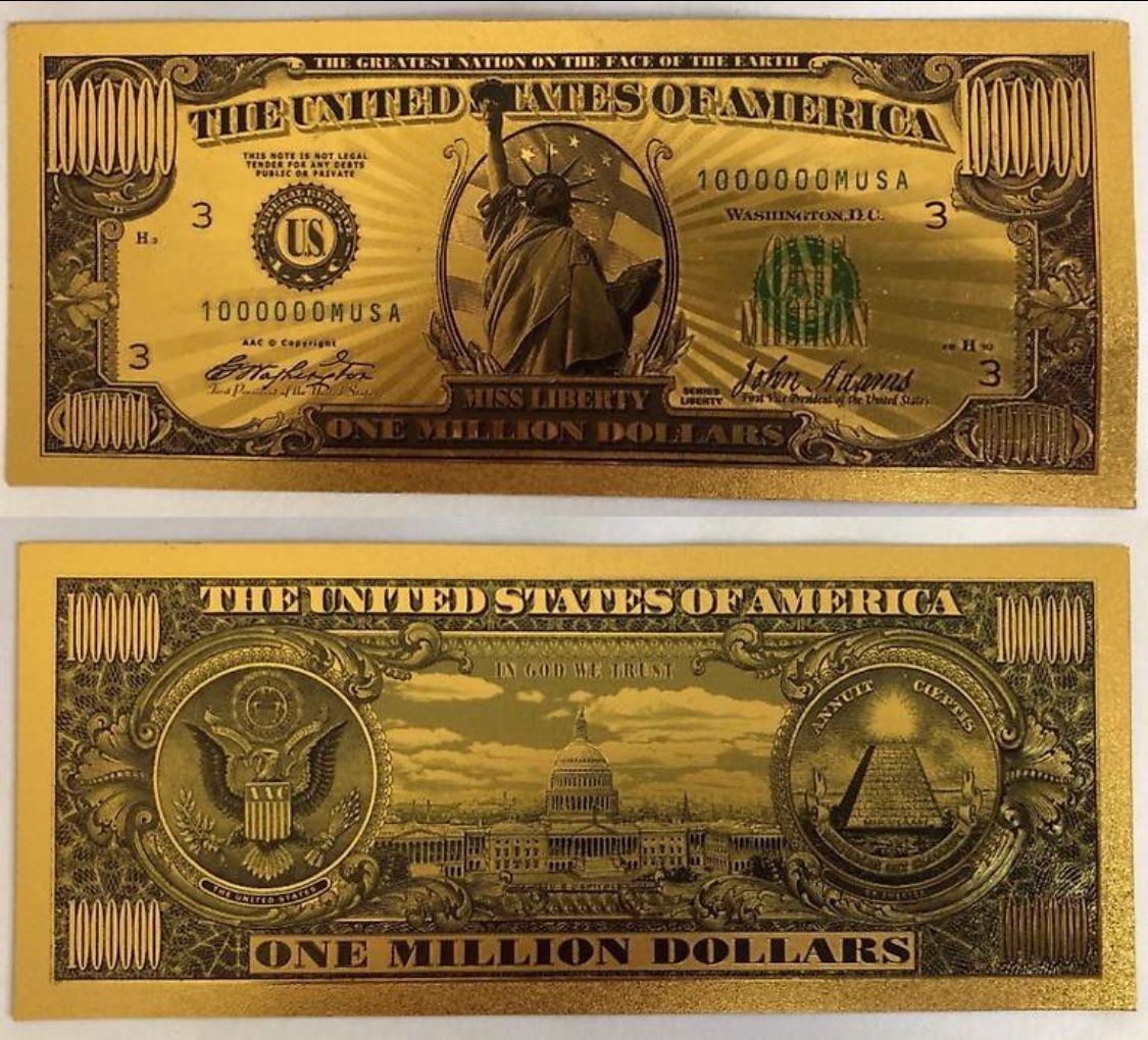 One Million Dollar Note | Goldenfarbend herausgearbeitet (Neu (gemäss Beschreibung)) in ...