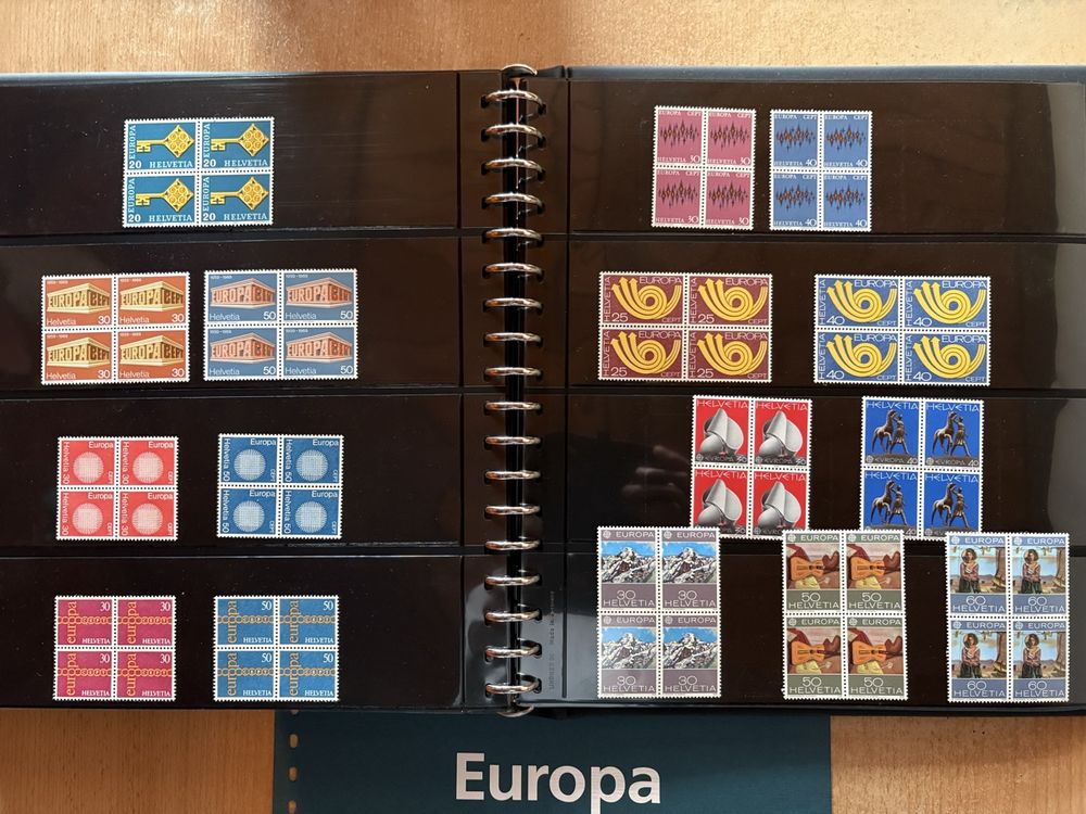 4er Blöcke Helvetia Europamarken 1964 bis 1989 gest u. unge (Gebraucht ...