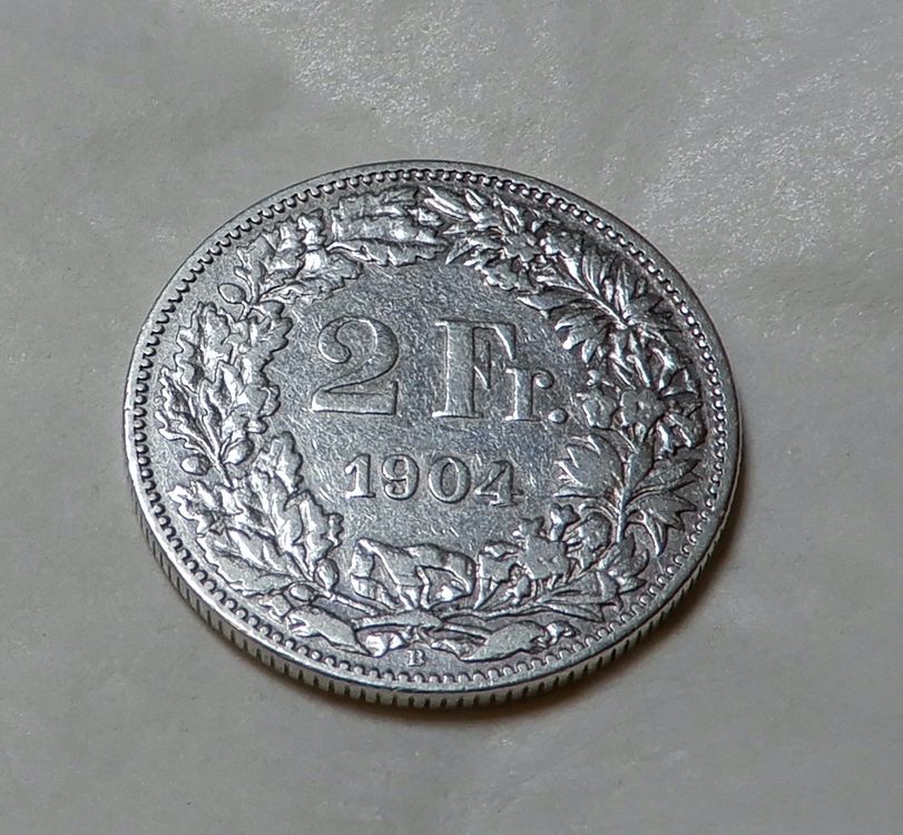 Silber Münze, 1904 , 2 Franken (Gebraucht) in Luzern für CHF 7 – mit Lieferung auf Ricardo kaufen