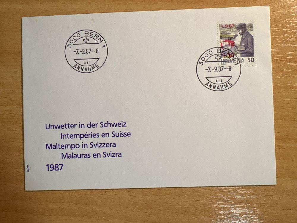 Sonderstempel Unwetter Schweiz 1987 - Briefmarke Bern! (Gebraucht) in ...