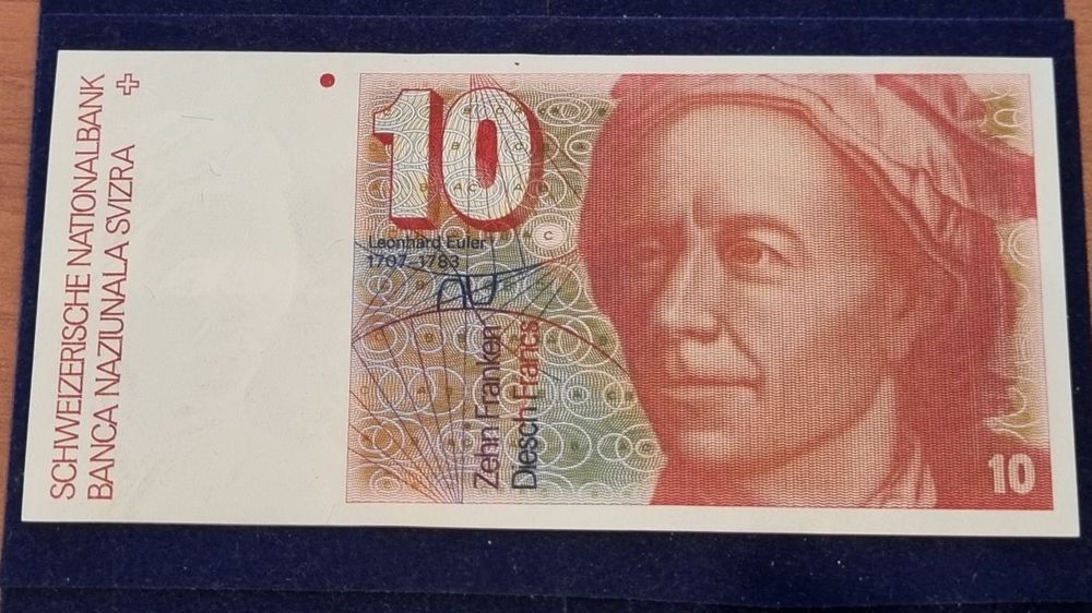 Note 10 CHF Euler - 1982 - UNC !! (Neu und originalverpackt) in Bure ...