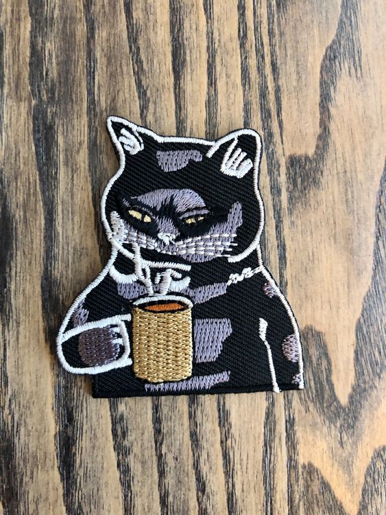 Aufnäher Patch zum Aufbügeln Katze Kaffee Tasse | Kaufen auf Ricardo