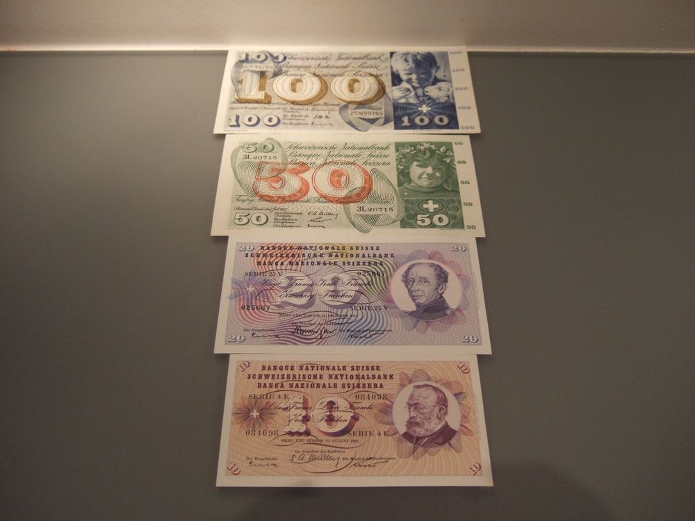 10er, 20er, 50er, 100-Franken-Note 1955, 1961 (Neu (gemäss Beschreibung ...