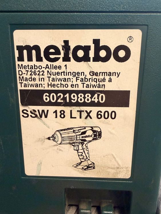Metabo SSW 18 LTX 600 Akku Schlagschrauber CAS System (Gebraucht) in ...