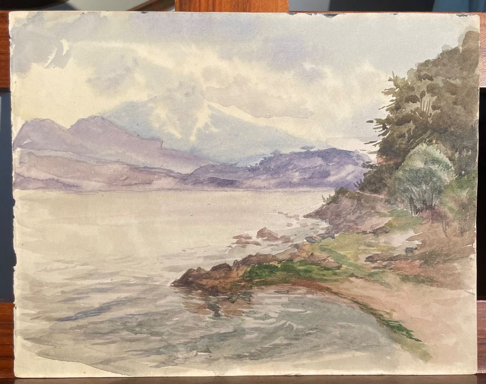 Aquarelle anonyme double face paysage et colonnes (Gebraucht) in Biel/Bienne für CHF 42 – mit ...