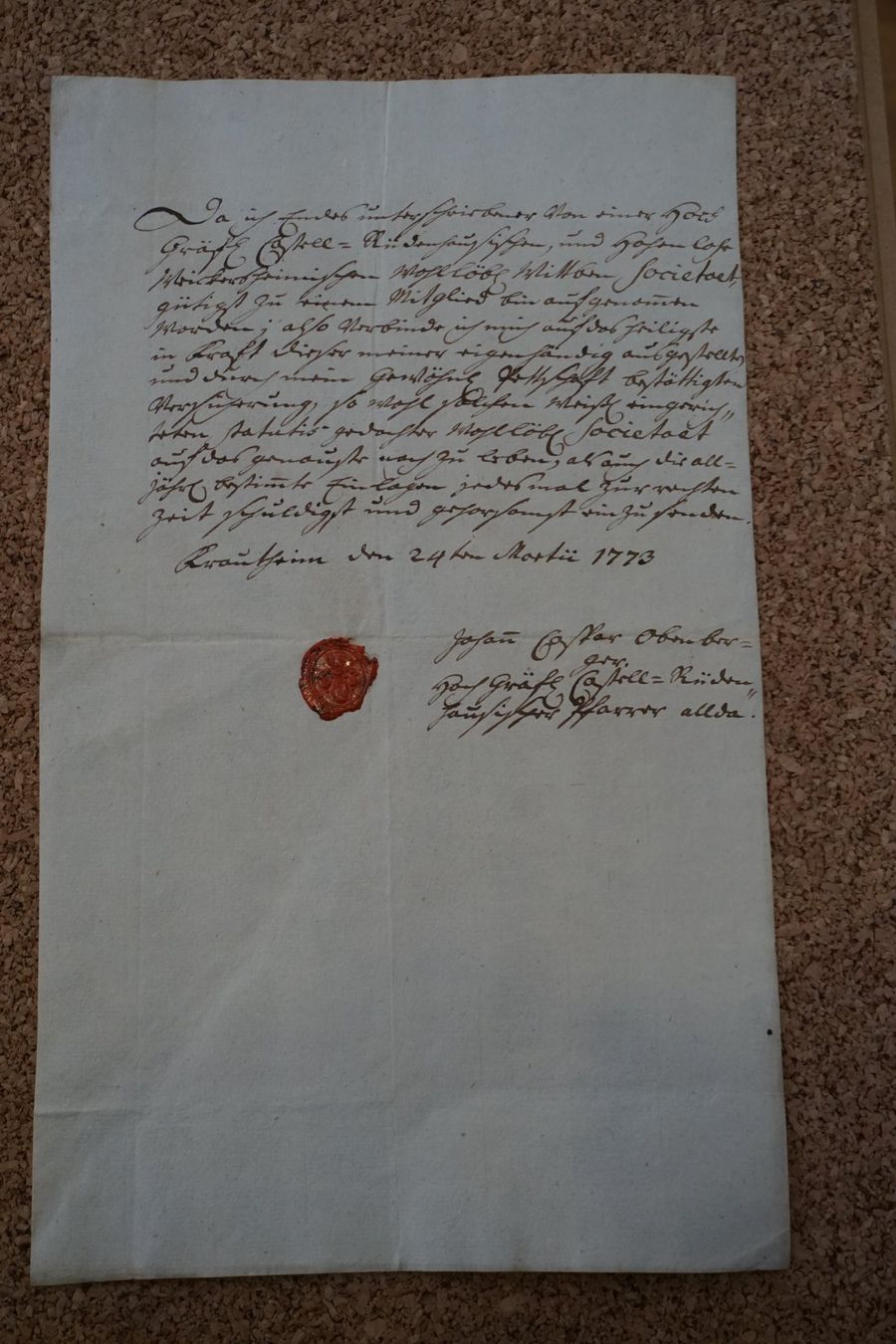 Antikes Dokument 1773 von Pfarrer m.Siegel TOP !!!!!!!!! (Gebraucht) in ...