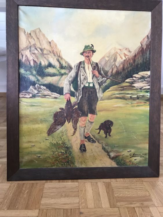 Tableau ancien chasseur alpin C. Hauser 1936 signé (Gebraucht) in ...