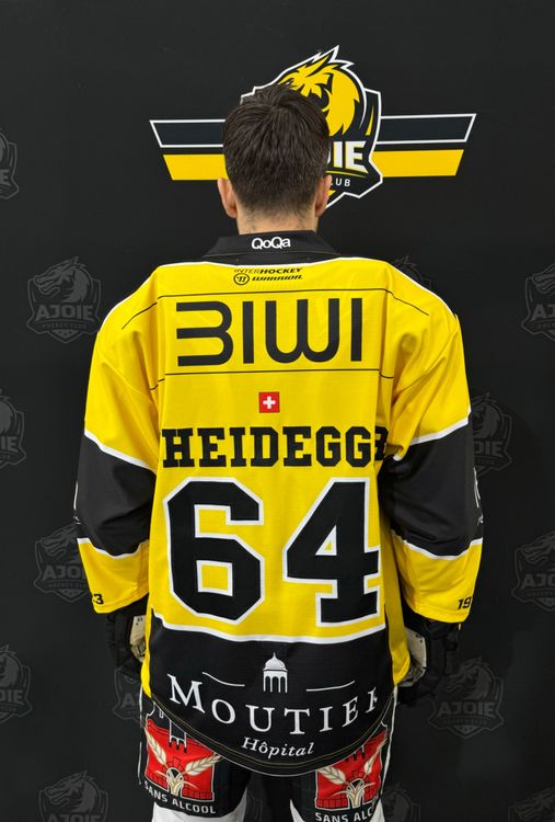 HC Ajoie - Scheidegger #64 - Maillot rétro porté + signé (Gebraucht) in ...