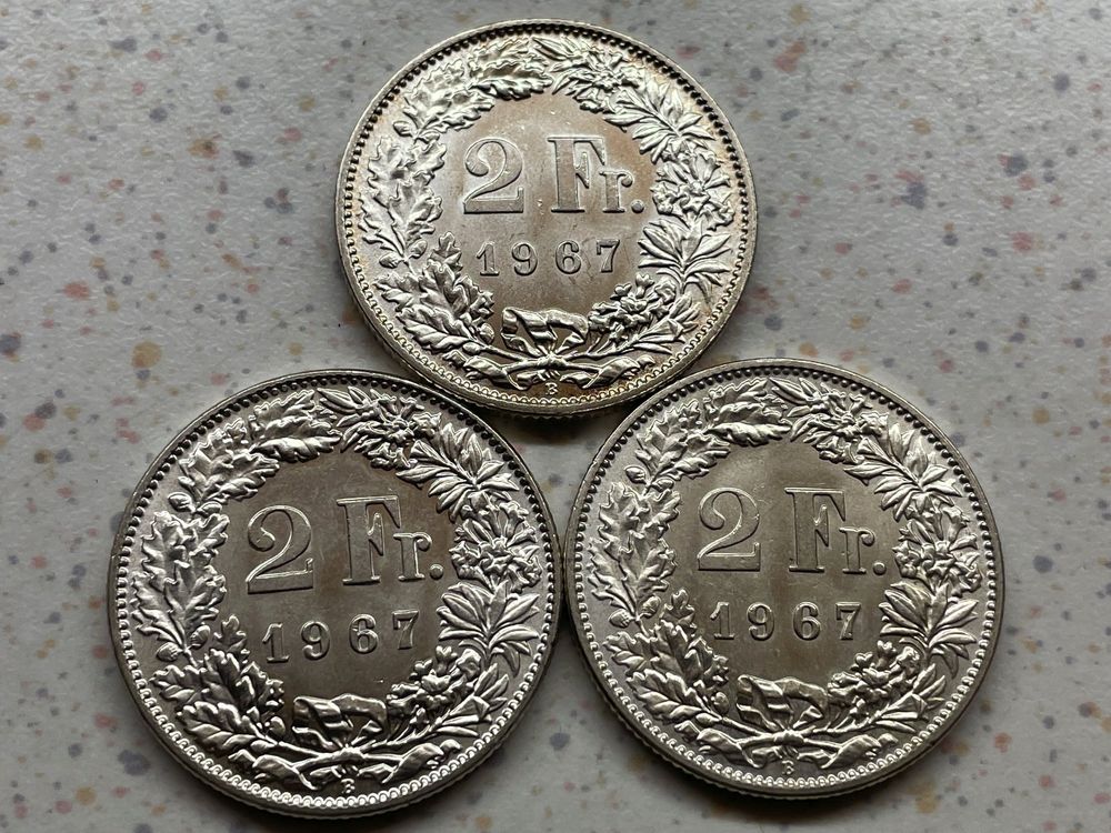 3 Stück 1967 2 Franken !!! Top-Stücke !! Silber !! | Kaufen auf Ricardo