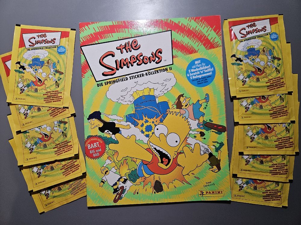 Panini Simpsons Stickeralbum 2000 + 10 ungeöffnete Päckli (Neu (gemäss ...