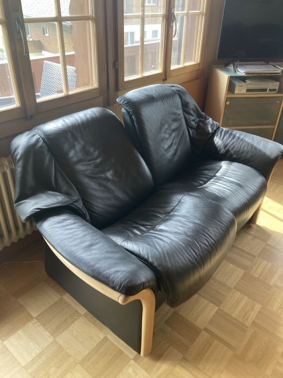Stressless 2er Sofa Leder Schwarz Kippbar Lehne beweglich (Gebraucht) in Latterbach für CHF 290 ...