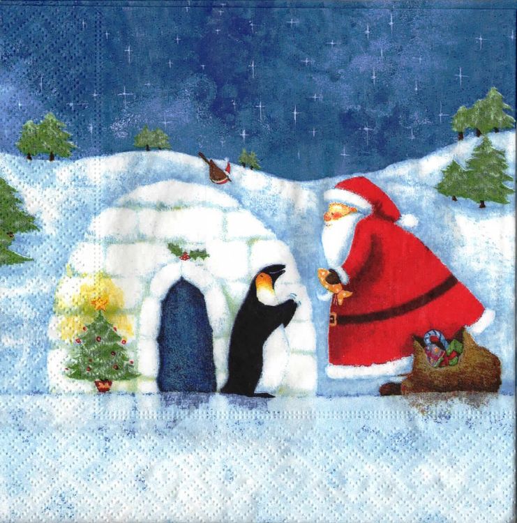 2 Servietten Weihnachten Nikolaus und Pingu (Neu (gemäss Beschreibung ...