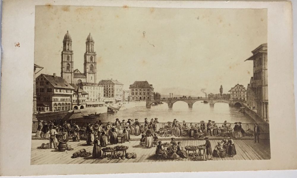 CDV Zürich, Grossmünster, Gemüsemarkt, um 1880 (Gebraucht) in ...