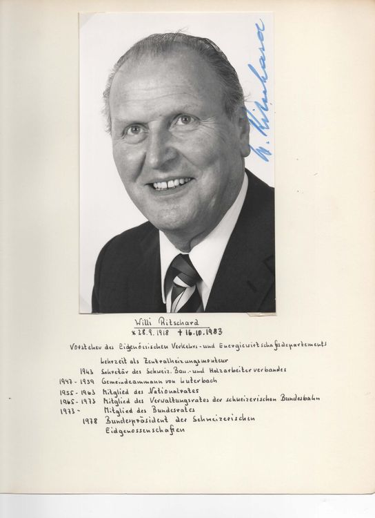 Bundesräte Schweiz, eigenh. Unterschrift RITSCHARD WILLI | Kaufen auf ...