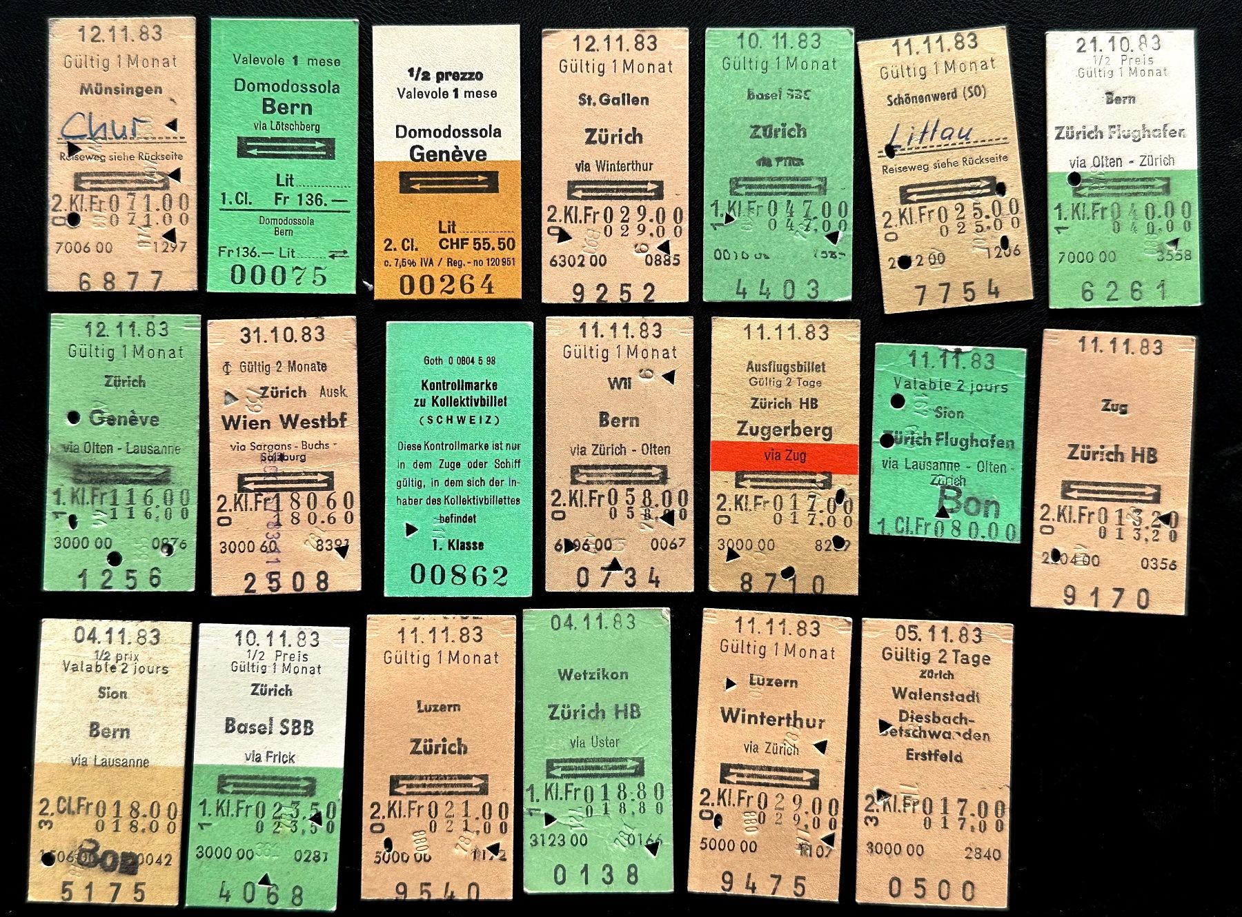 20 Top Billette, SBB, Tickets Edmondsche Kartonbillette (Gebraucht) in ...