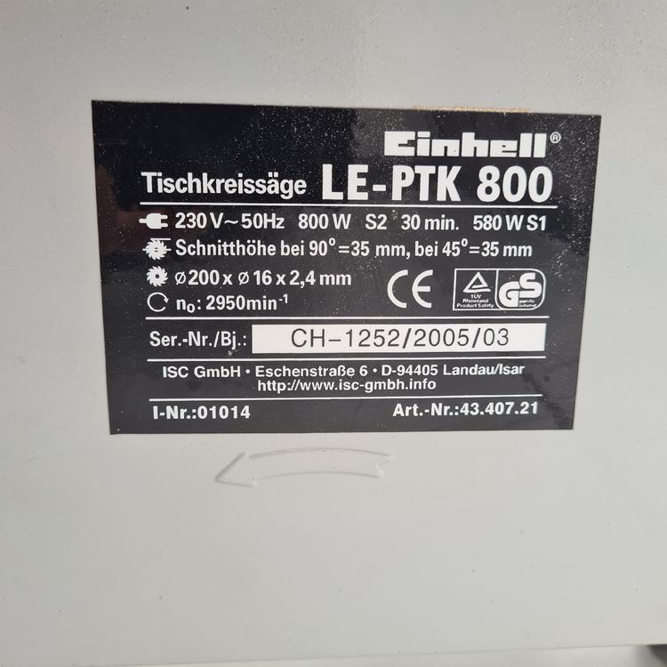 Tischkreissäge Einhell LE-PTK 800 (Gebraucht) in für CHF 35 – nur ...
