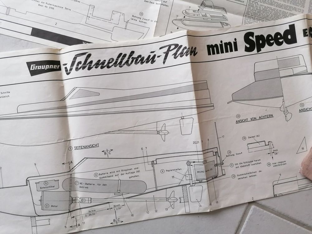 3x Modellschiffspläne Graupner Vegesack Minispeed Aeropiccol (Gebraucht ...