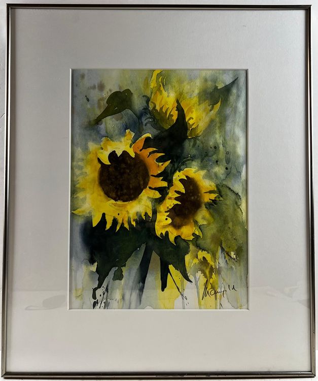 Gerhard Mangold - Sonnenblumen Aquarell Handsigniert (Gebraucht) in Neuhausen am Rheinfall für ...