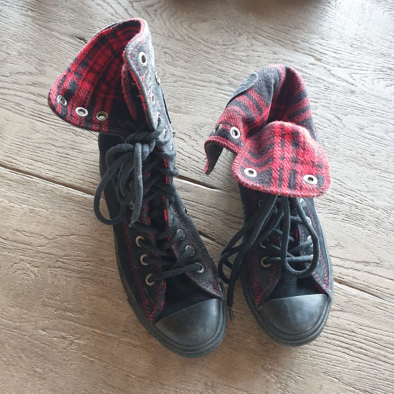 🐸 CONVERSE ALL STARS TARTAN WILDLEDER SNEAKERS BOOTS 4.5 (Gebraucht) in ...
